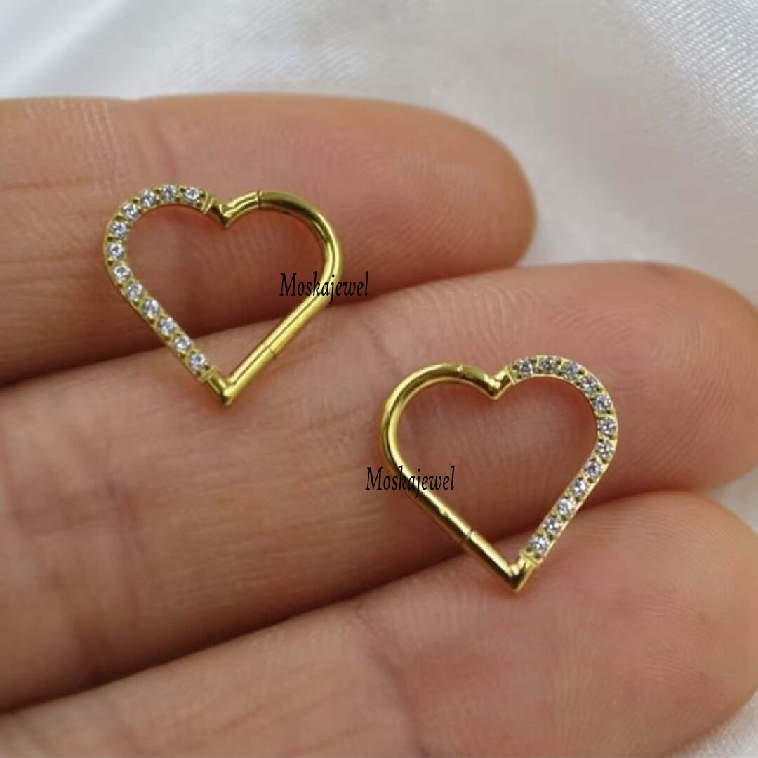 Round Moissanite Heart Shaped Daith Pricing Daith Piercing - Etsy