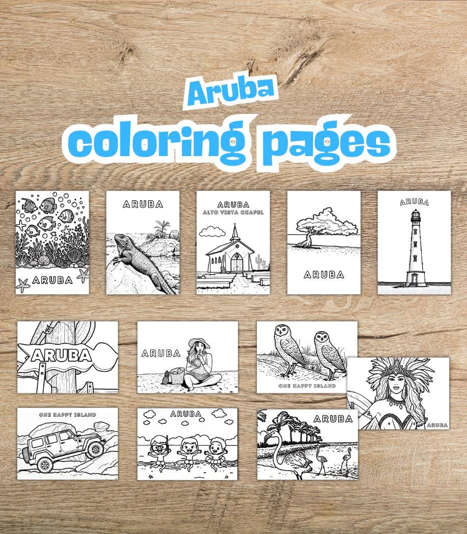 12 Fun Aruba-themed Coloring Pages for Kids – Digital Download - Etsy