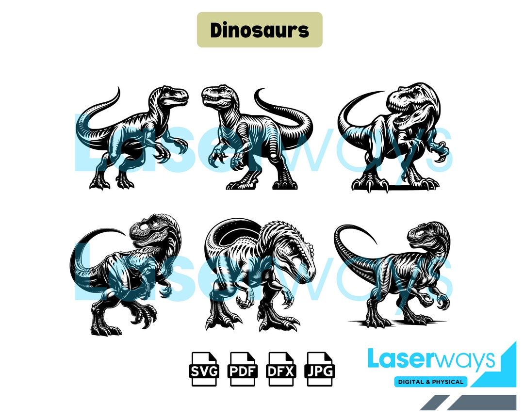 Dinosaurs Digital File Jpg Svg Pdf Dxf Clipart Vector Art Artwork Logo ...
