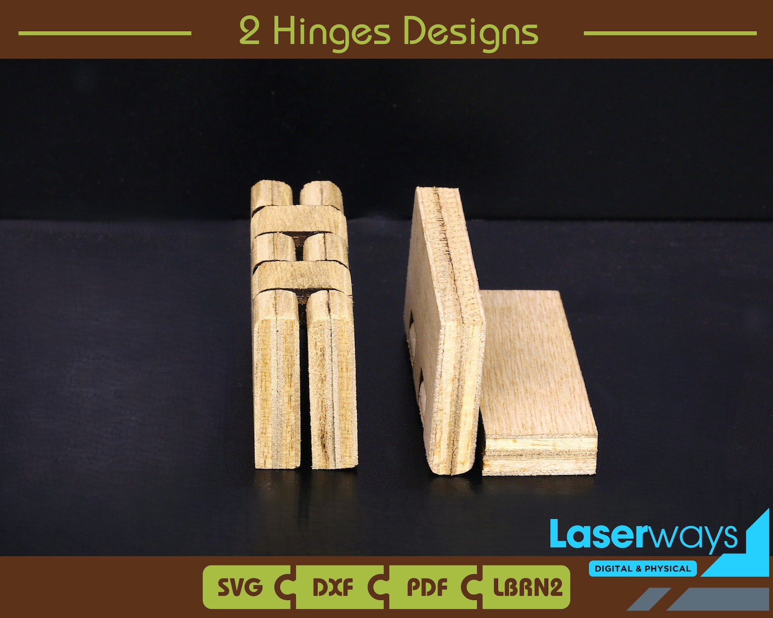 Wooden Hinges Digital Templates, Bundle of 2 Designs for Laser Cutting ...