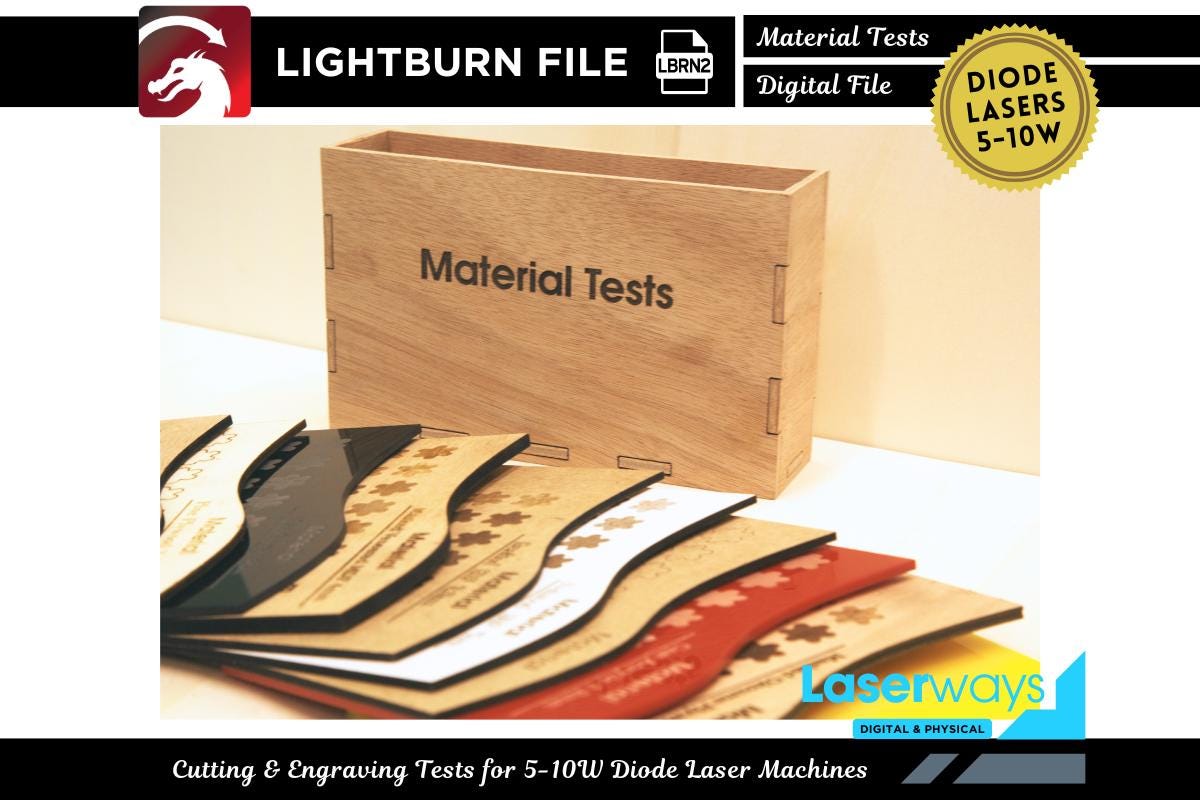 Diode Lasers Tests 5-10W, Laser Test File Pack, Lightburn Tests, Laser ...