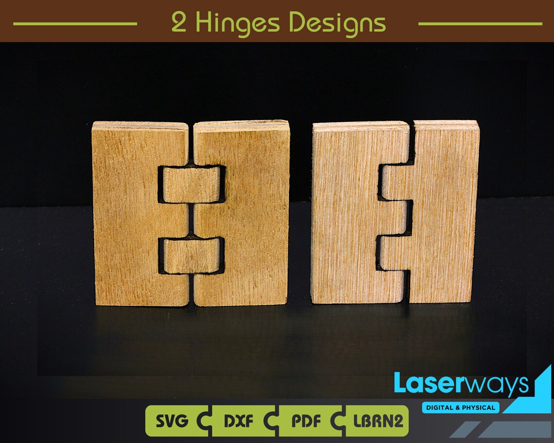 Wooden Hinges Digital Templates, Bundle of 2 Designs for Laser Cutting ...