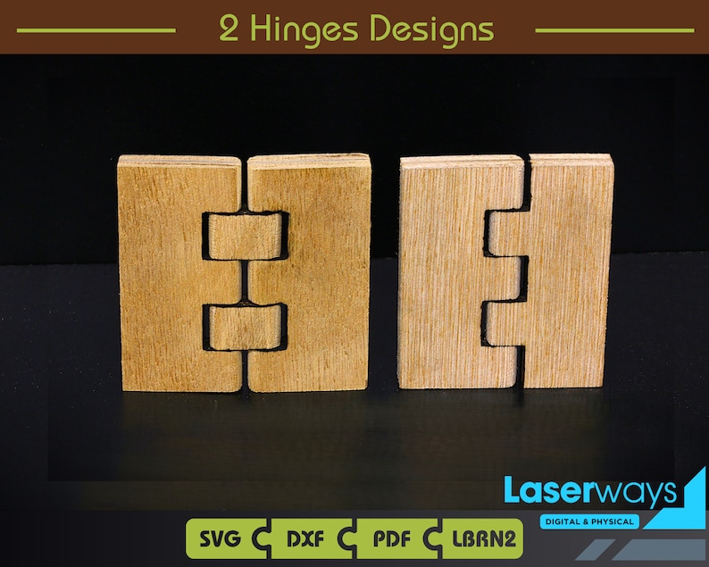 Wooden Hinges Digital Templates, Bundle of 2 Designs for Laser Cutting ...
