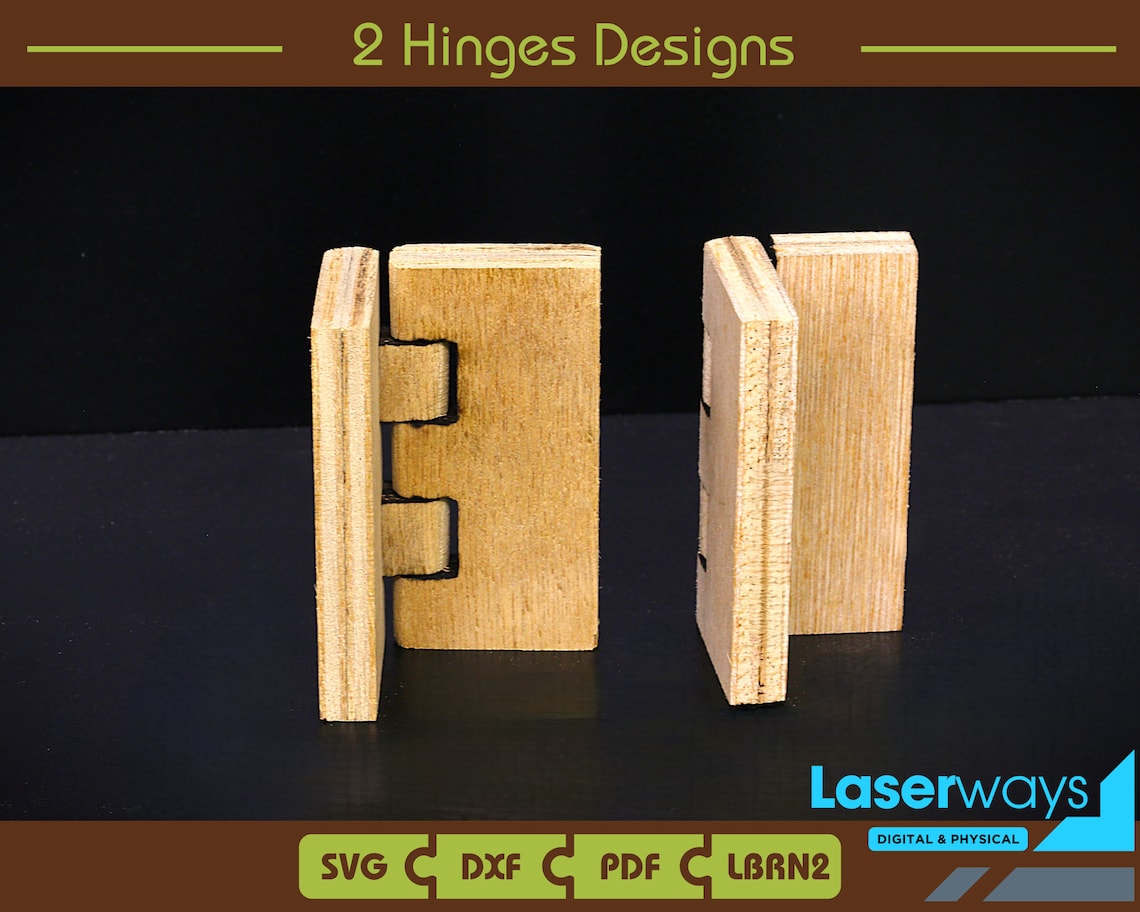Wooden Hinges Digital Templates, Bundle of 2 Designs for Laser Cutting ...