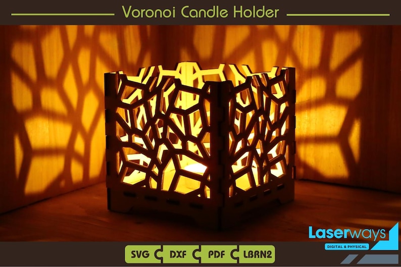Voronoi Candle Holder, Tea Lantern, Digital File, SVG, Pdf, Lbrn2, Dxf ...