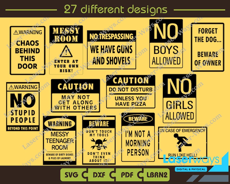 Funny Signs SVG Bundle: 27 Humorous Signage Designs (digital File) - Etsy