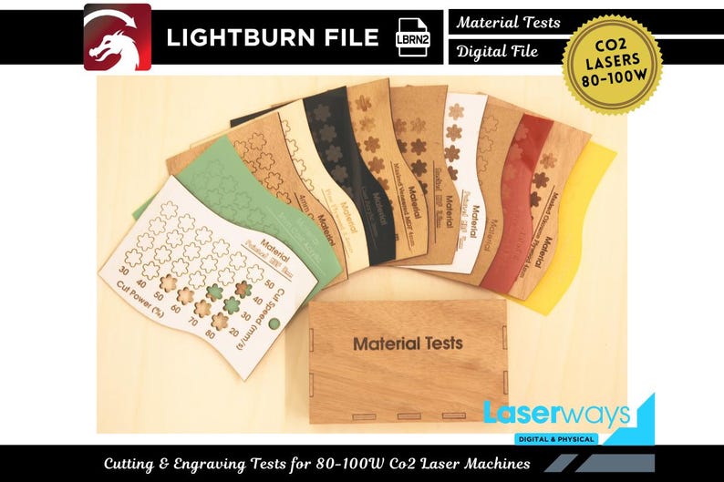 80-100W CO2 Laser Test Files: Lightburn Engraving & Cutting (digital ...