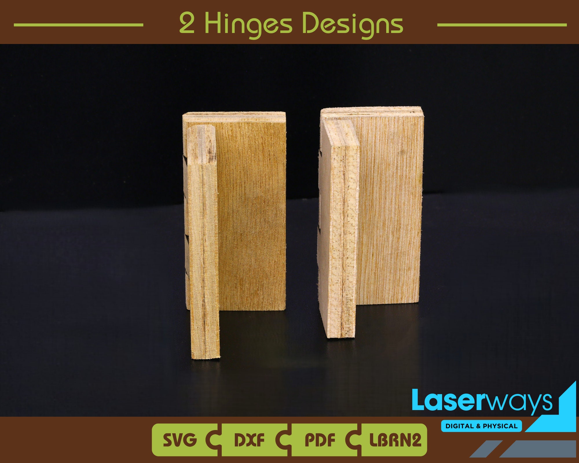 Wooden Hinges Digital Templates, Bundle of 2 Designs for Laser Cutting ...