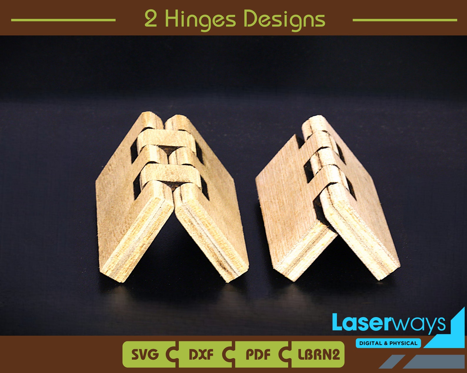 Wooden Hinges Digital Templates, Bundle of 2 Designs for Laser Cutting ...