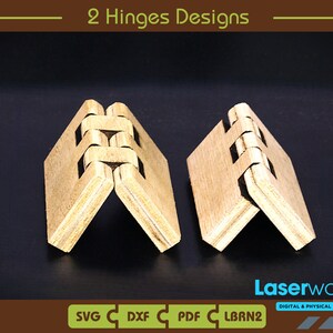 Wooden Hinges Digital Templates, Bundle of 2 Designs for Laser Cutting ...
