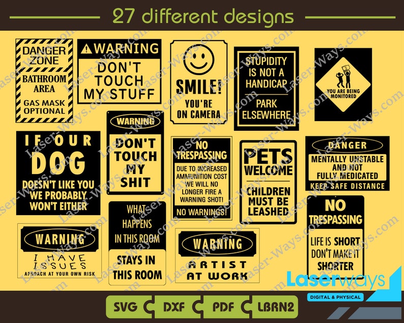 Funny Signs SVG Bundle: 27 Humorous Signage Designs (digital File) - Etsy