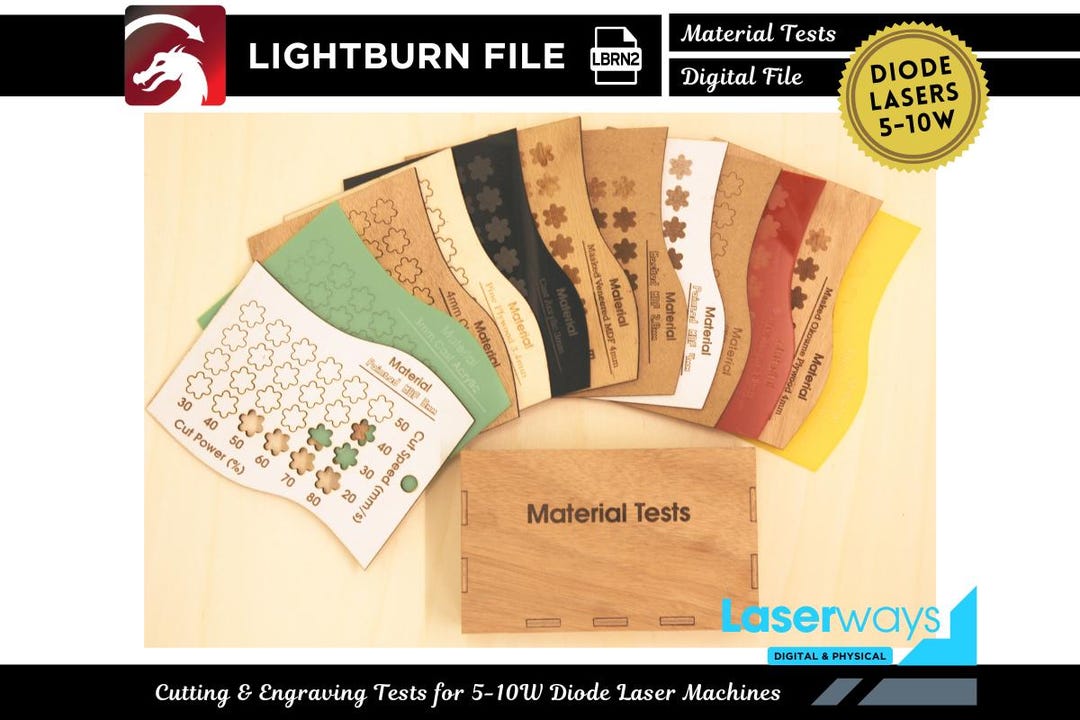 Diode Lasers Tests 5-10W, Laser Test File Pack, Lightburn Tests, Laser ...