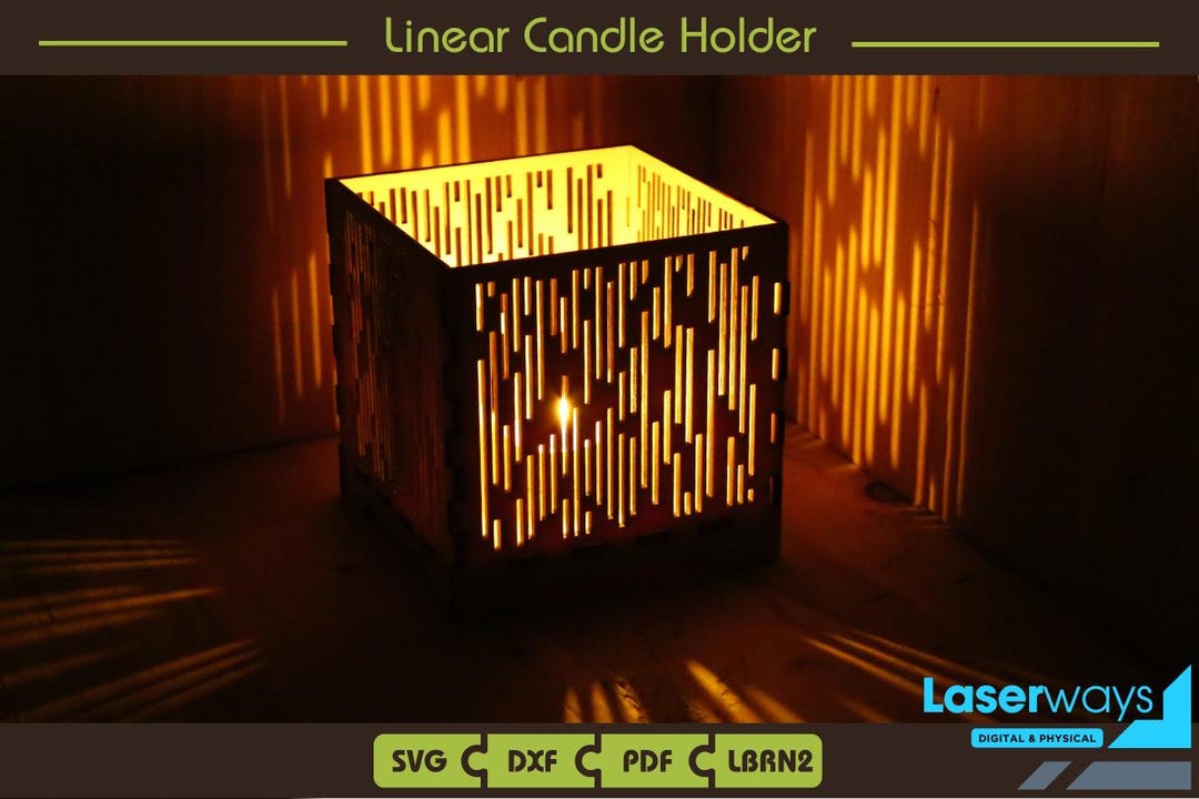 Linear Candle Holder Tea Lantern: Laser Cut Files (SVG, PDF, DXF, LBRN2 ...