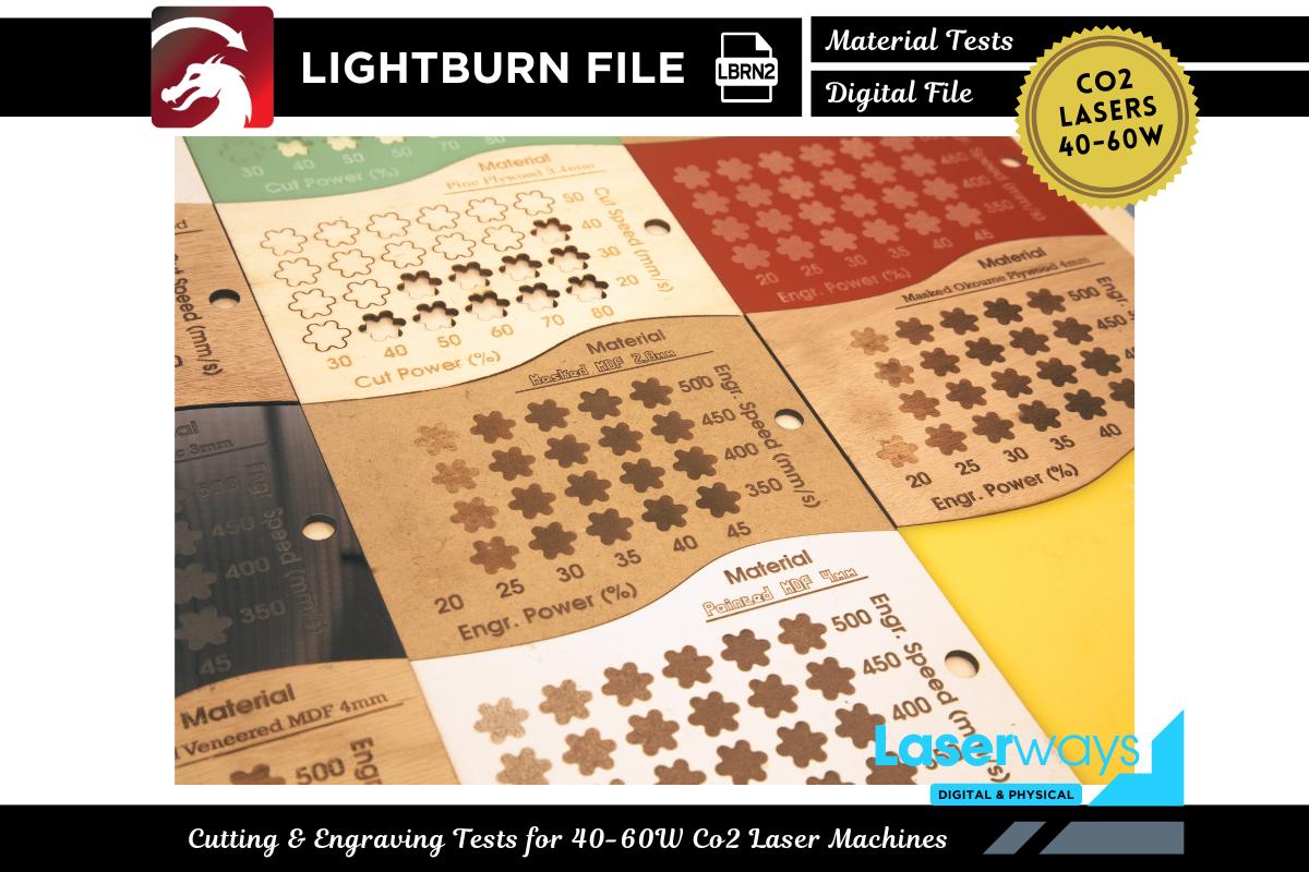 Co2 Lasers Tests 40-60W, Laser Test File Pack, Lightburn Tests, Laser ...