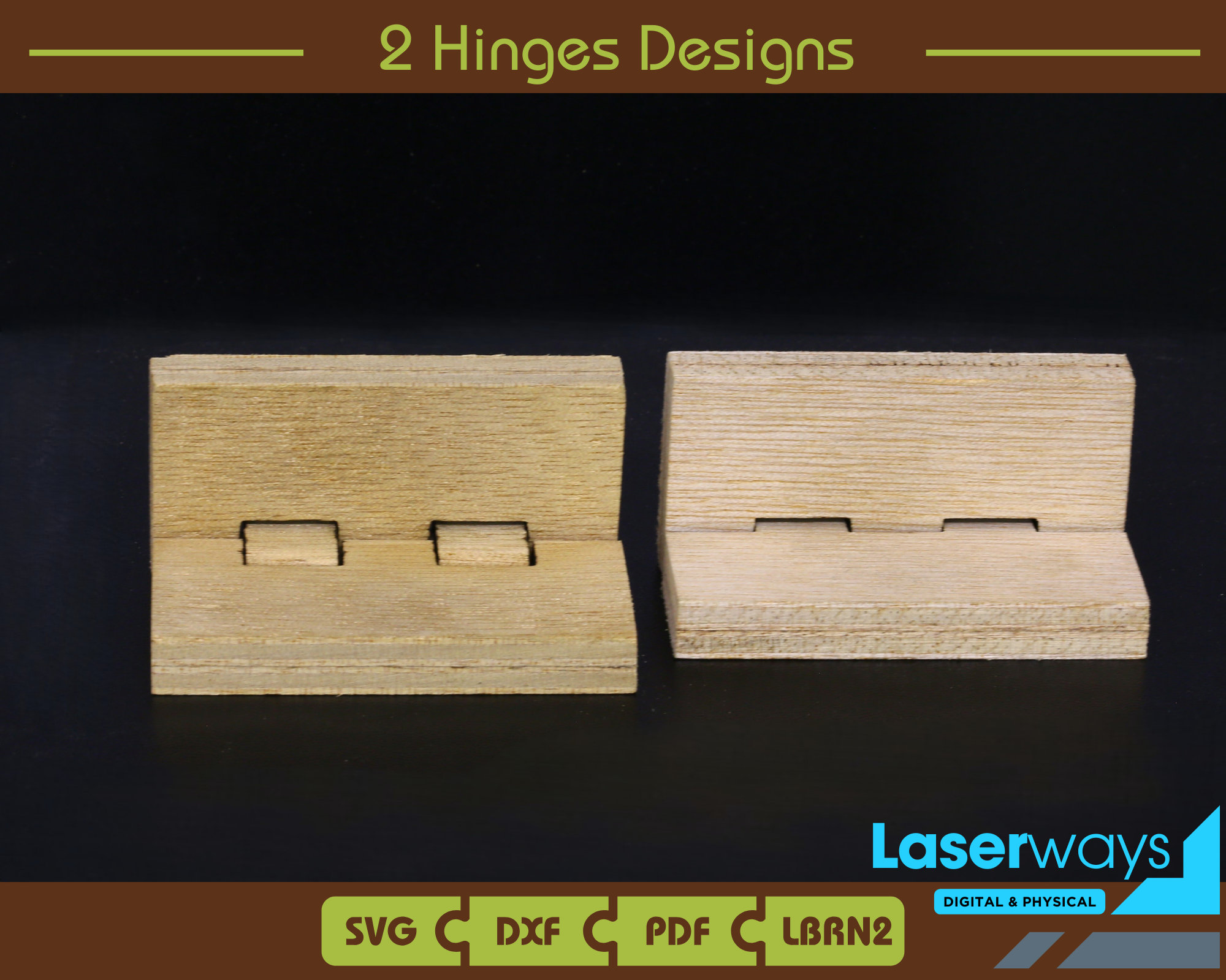 Wooden Hinges Digital Templates, Bundle of 2 Designs for Laser Cutting ...