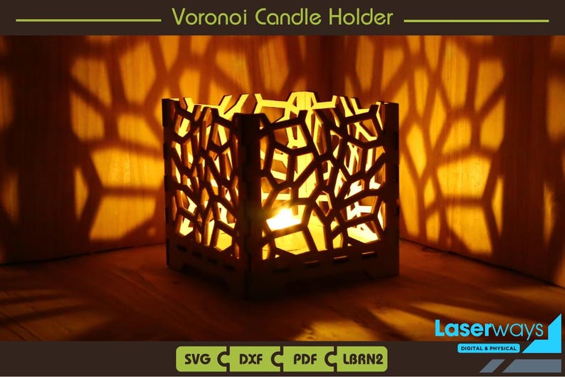 Voronoi Candle Holder, Tea Lantern, Digital File, SVG, Pdf, Lbrn2, Dxf ...