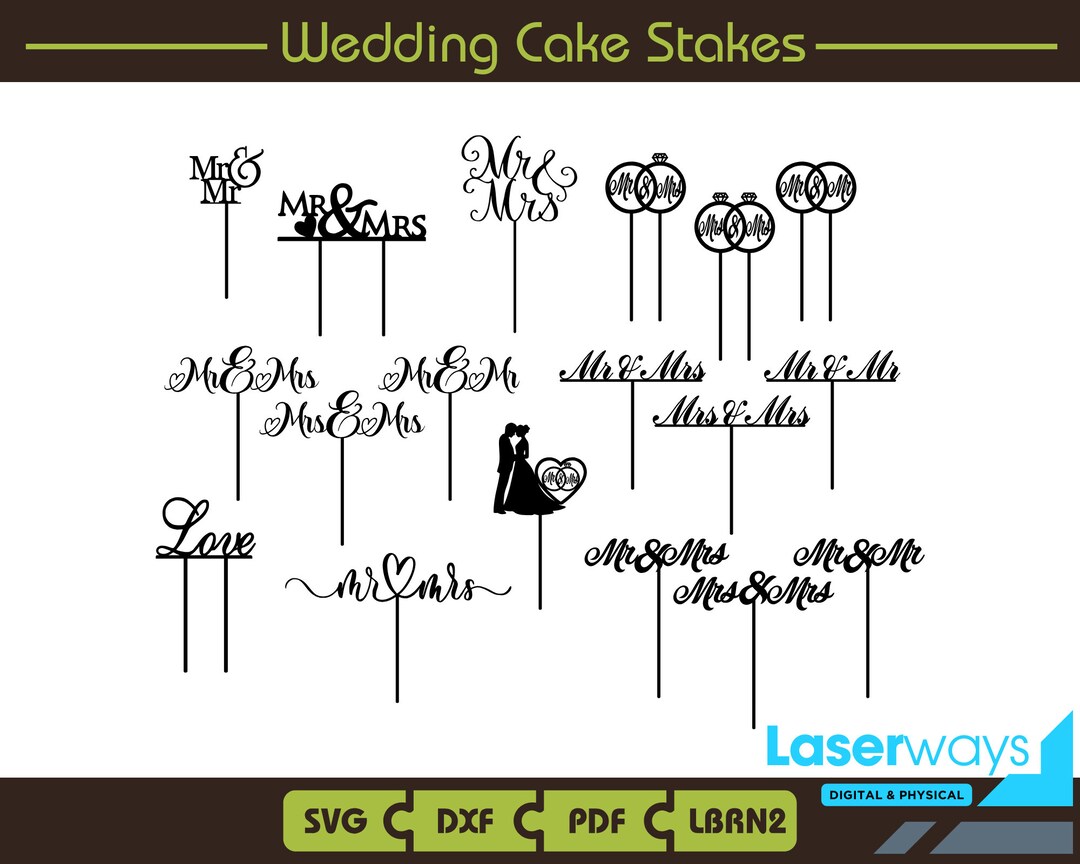 Mr & Mrs Wedding Cake Topper SVG Bundle (digital Files) - Etsy