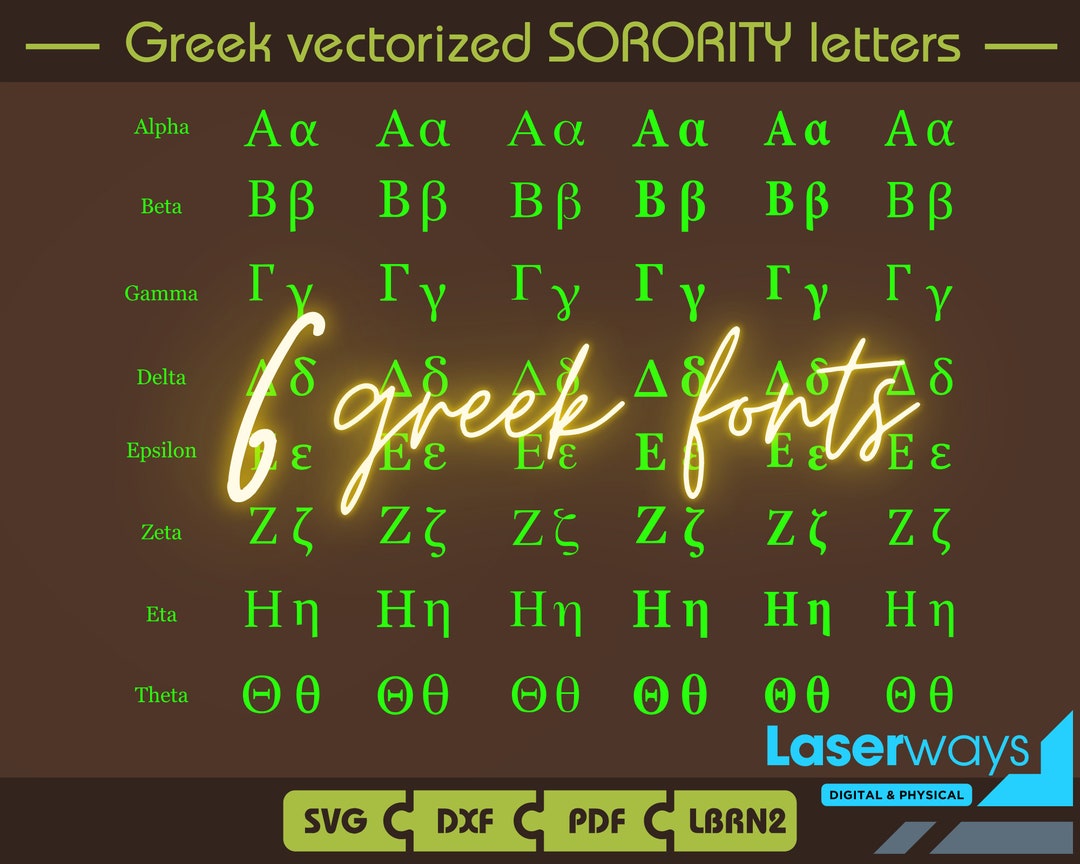 Greek Alphabet Letters: Vector Font, SVG Cutting File (digital Download ...