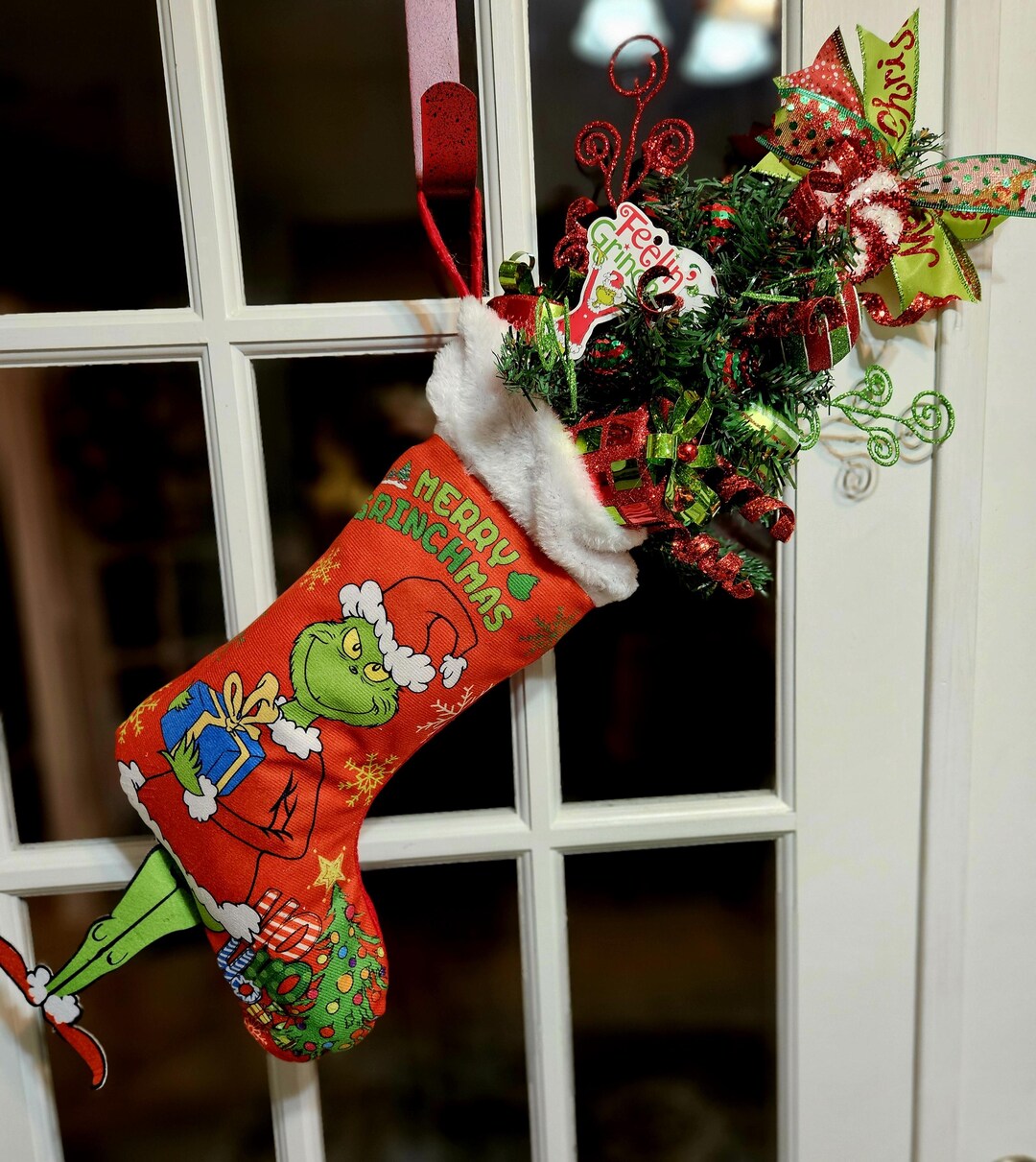 Merry Grinchmas, Grinch Wreath, Grinch Decor, Grinch Door Hanger ...