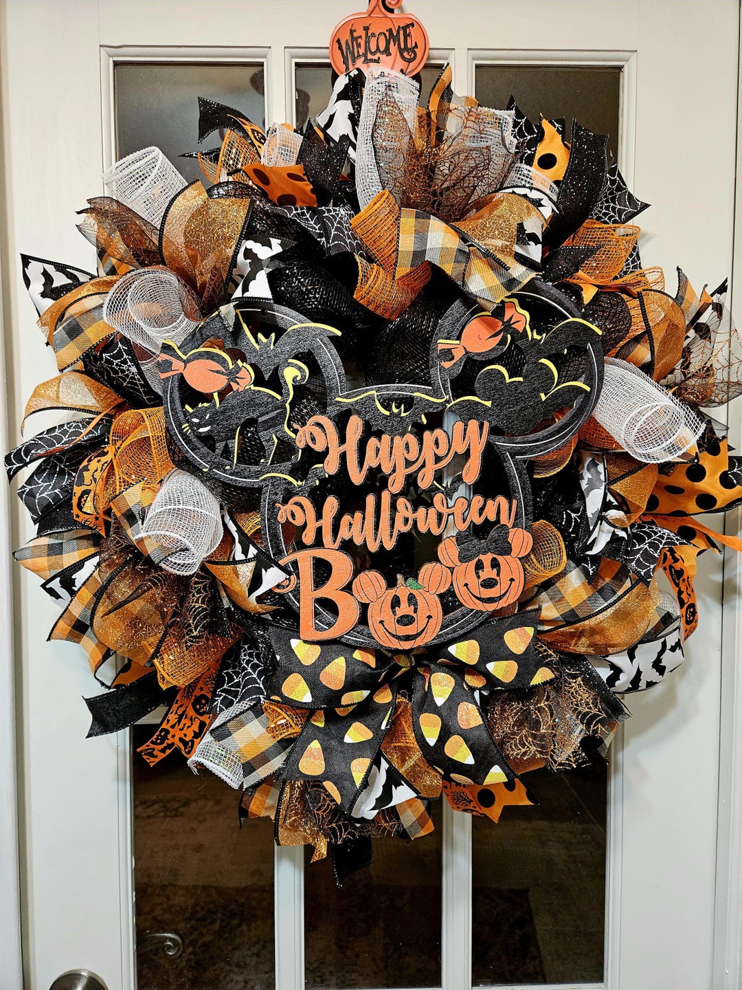 Mickey Disney Halloween Boo Wreath, Disney Halloween Wreath, Disney ...