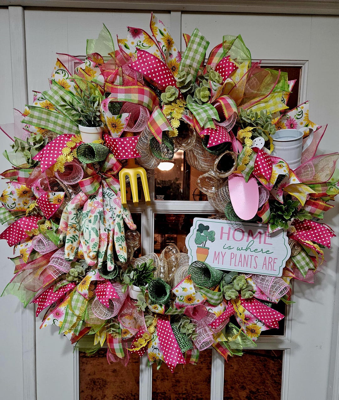 Gardening Door Wreath, Spring Door Wreath, Gardening Wreath, Spring ...
