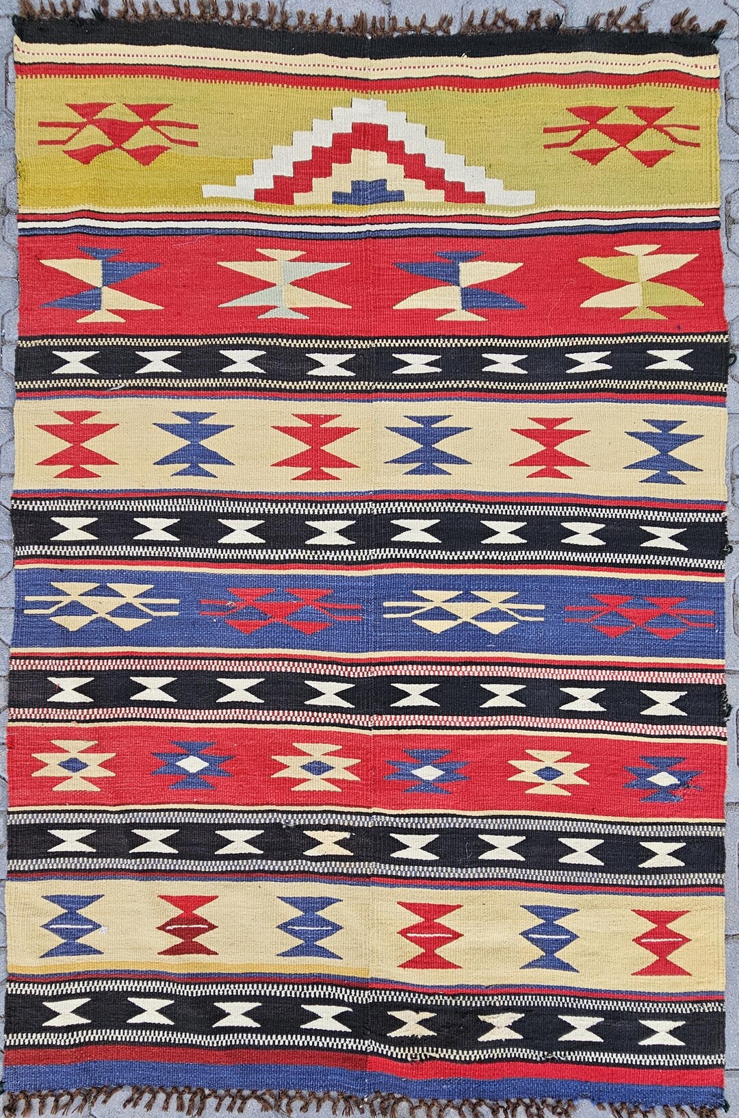 Antique 19th Century Eastern European Monastery Kilim,3'2'' X 10'9'' Ft ...