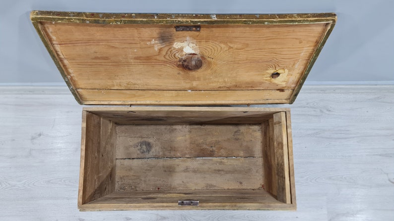 1940s Antique Chest, Vintage Box, Rustic Decor, Treasure Box, Dowry ...