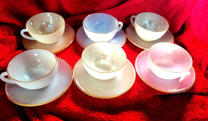 Vintage French Arcopal Harlequin Tea Cups Set of 6 - Etsy UK