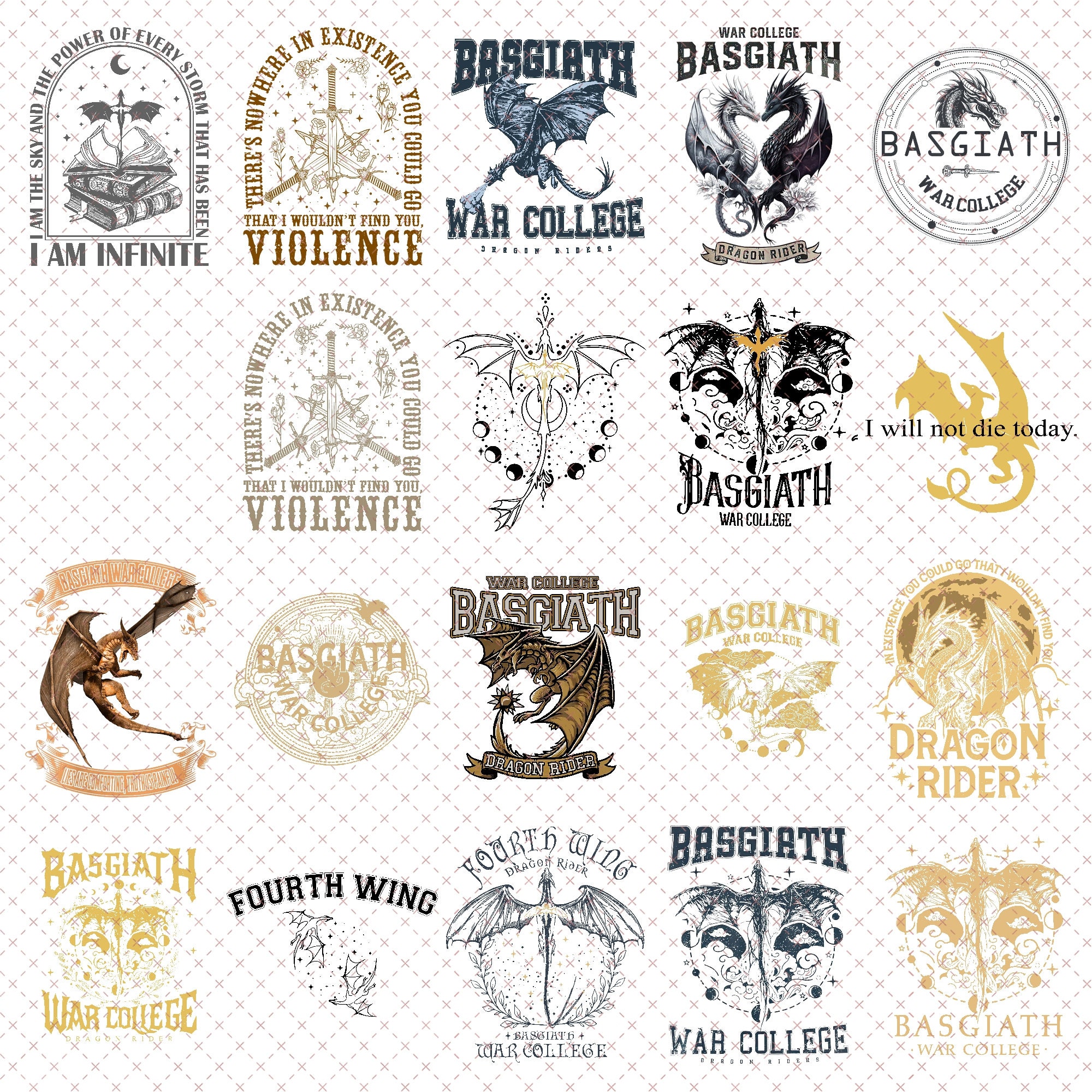 Basgiath Fourth Wing PNG Bundle Rebecca Yarros Png Xaden - Etsy