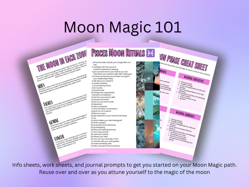 Moon Magic Cheat Sheet, Moon Magic 101, Moon Magic Printable, Ritual Planner, Spiritual Planner ...