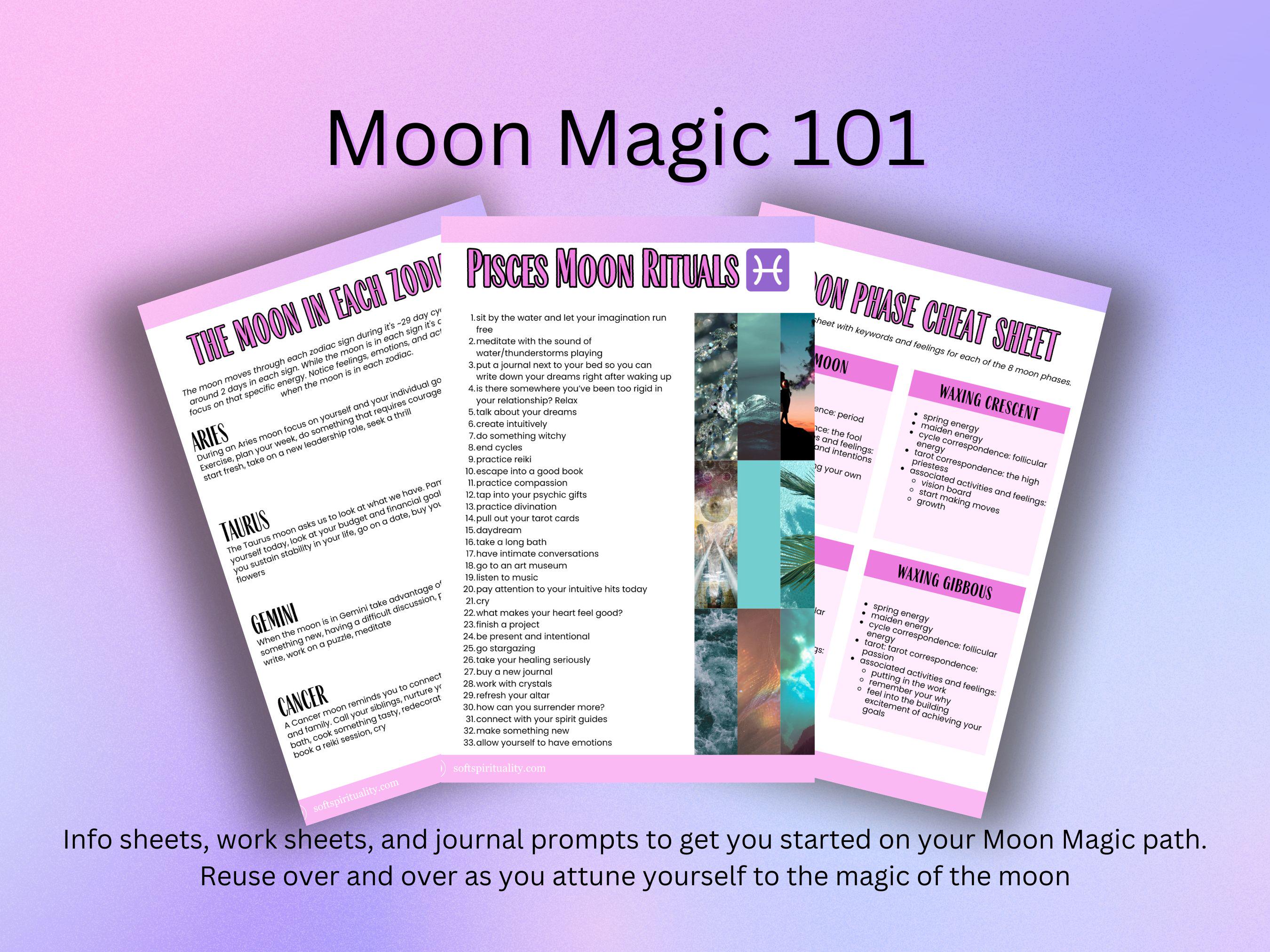 Moon Magic Cheat Sheet, Moon Magic 101, Moon Magic Printable, Ritual ...