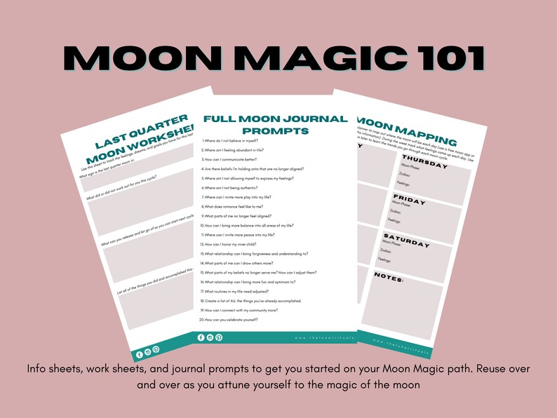 Moon Magic Cheat Sheet, Moon Magic 101, Moon Magic Printable, Ritual Planner, Spiritual Planner ...