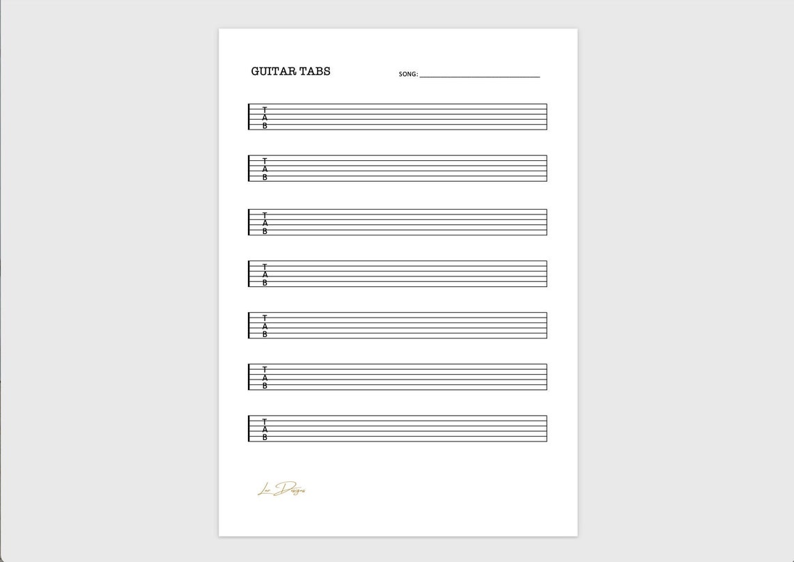 Guitar Tab Printable A4 Digital Download - Etsy