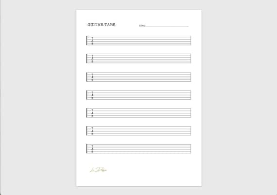 Guitar Tab Printable A4 Digital Download - Etsy