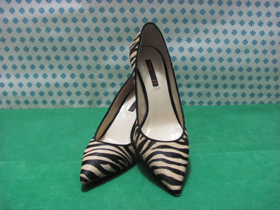 Cool Womens Pumps in Real Leather Zebra Pattern Handmade - Etsy