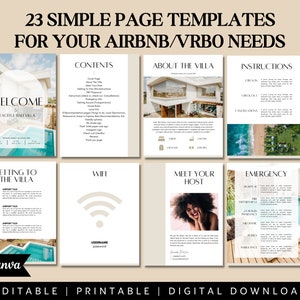 AIRBNB VRBO Rental Welcome Guest Book | Canva Template | Guest Guide ...
