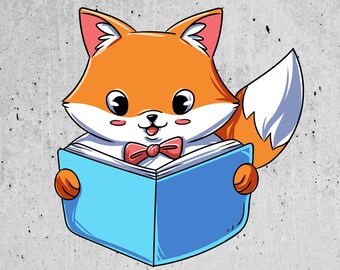Fox Reading Svg - Etsy