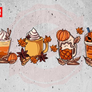 Clipart Thanksgiving Pumpkin Spice Latte Coffee SVG PNG Bundle - Etsy