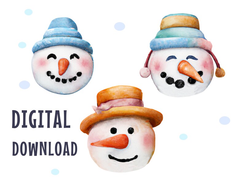 Snowman Face PNG Clipart Bundle - Etsy