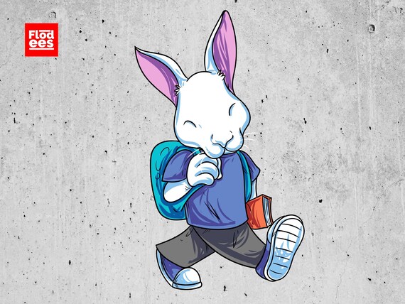 SVG Rabbit School Book PNG Clipart - Etsy