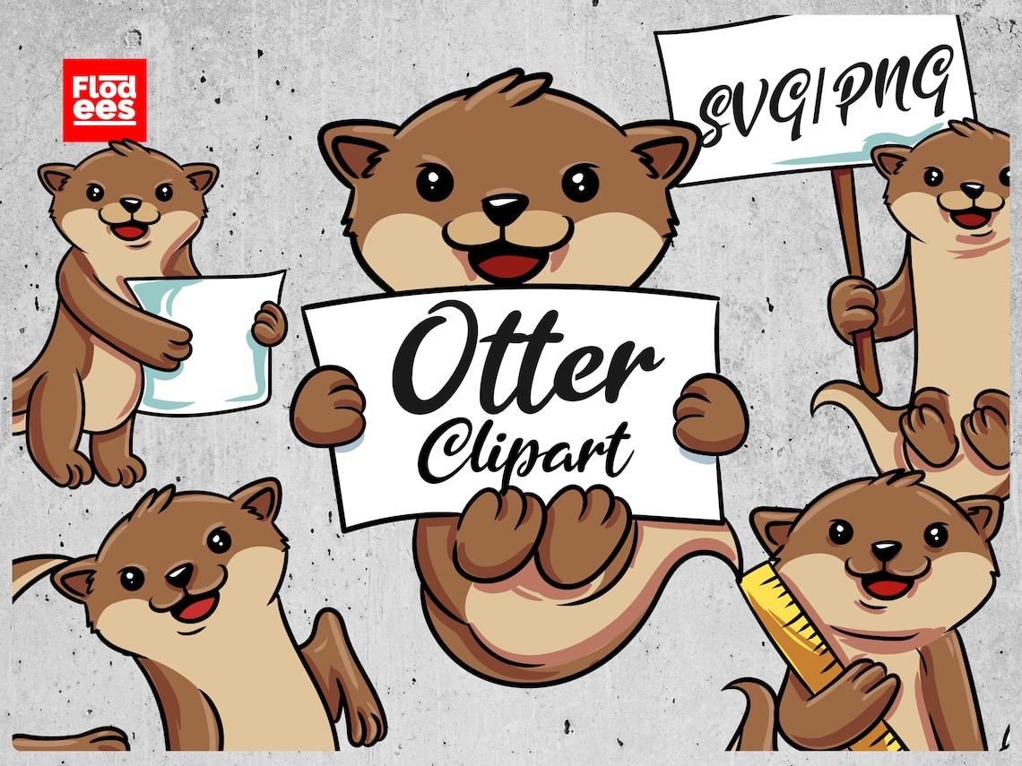 Cute Otter SVG PNG / Otter Clipart Bundle - Etsy