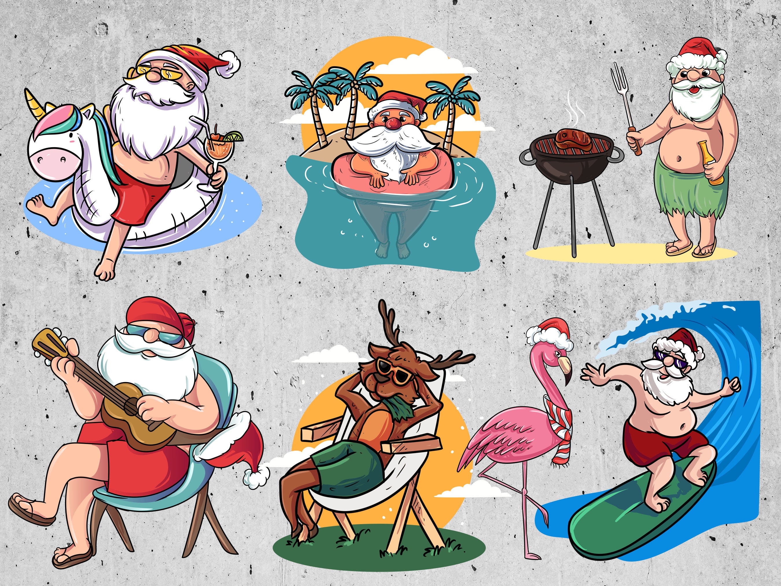 Vacation Santa SVG Clipart / Christmas on the Beach PNG - Etsy