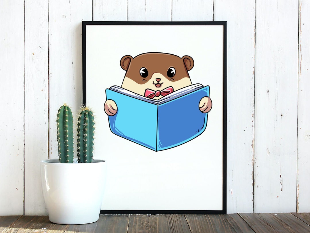 Otter Clipart Reading Book SVG PNG - Etsy