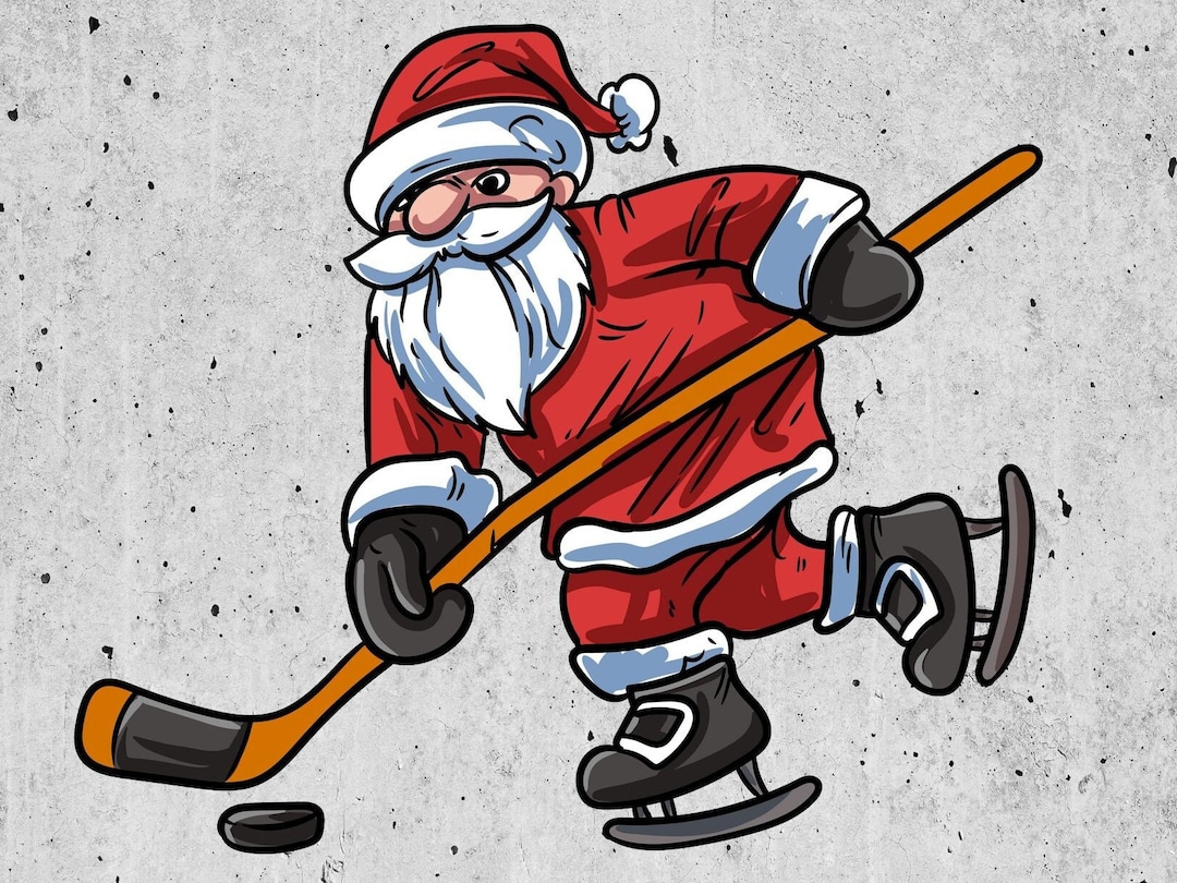 Hockey Christmas SVG PNG Santa Claus Clipart - Etsy