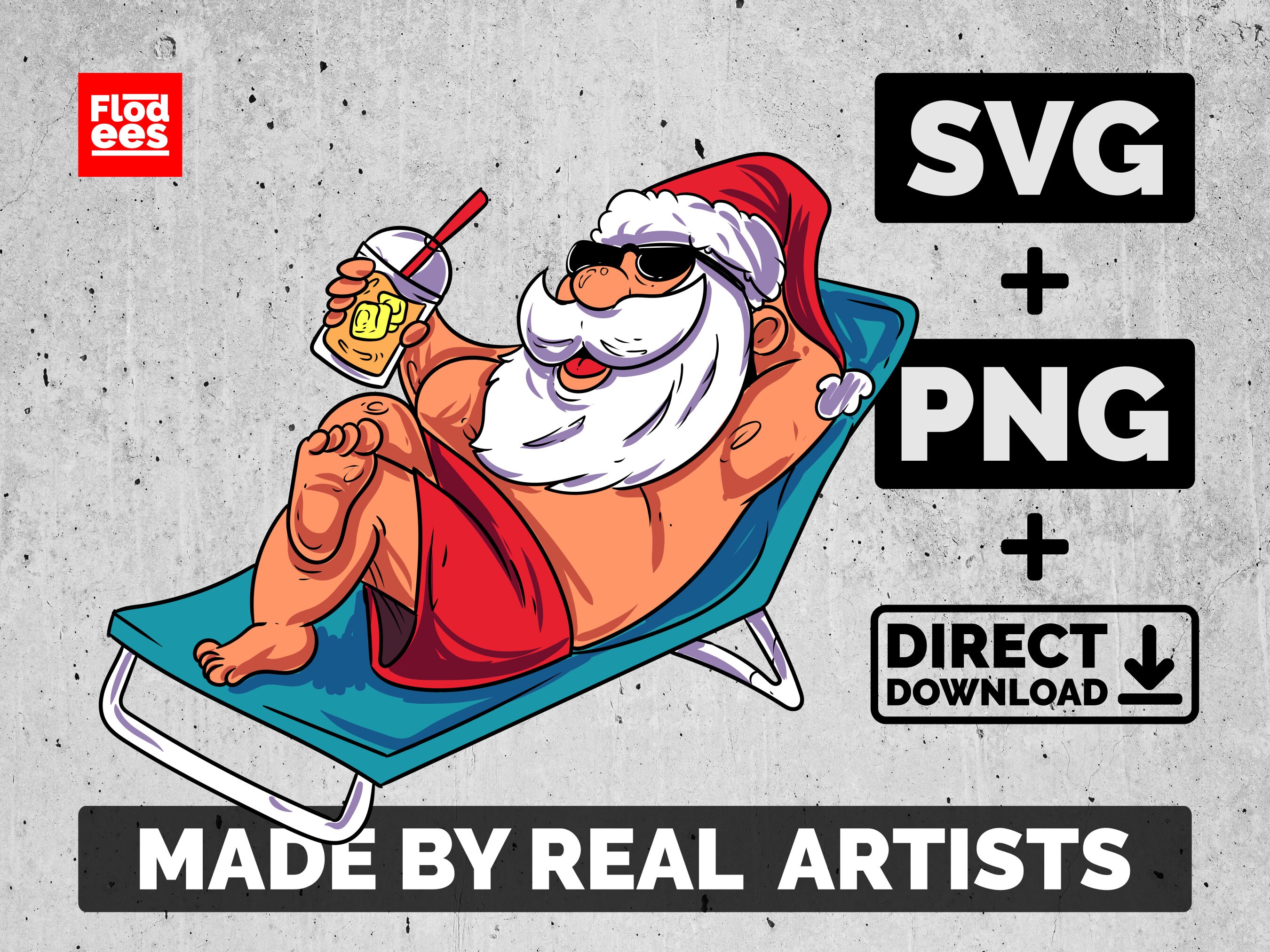 Santa Beach SVG PNG Tropical Christmas in July Clipart - Etsy