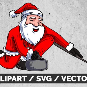 SVG Santa Claus Curling Clipart PNG - Etsy