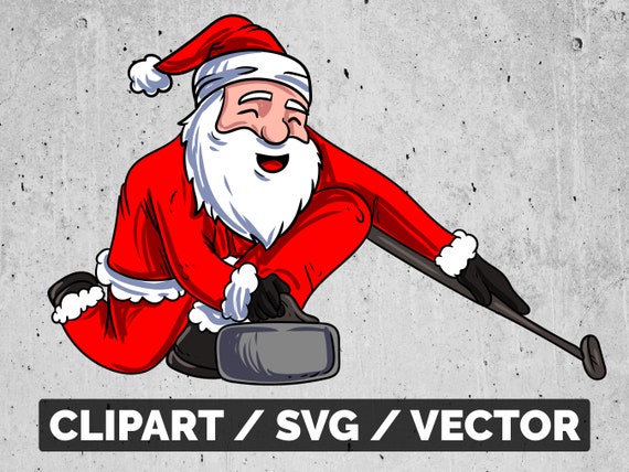 SVG Santa Claus Curling Clipart PNG - Etsy