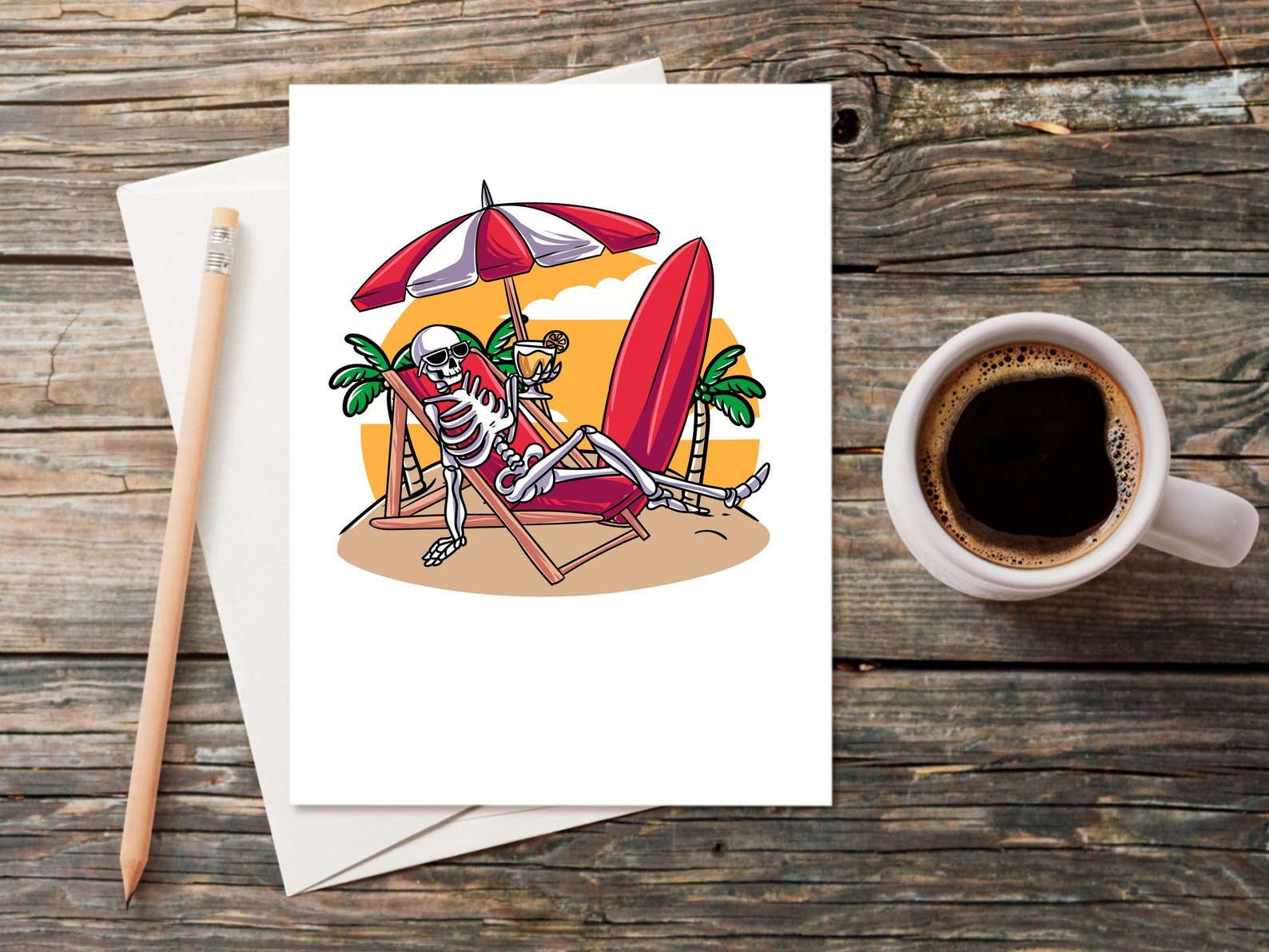 Surfing Skeleton SVG File / Lazy Surfer Skeleton PNG / Beach Chair ...