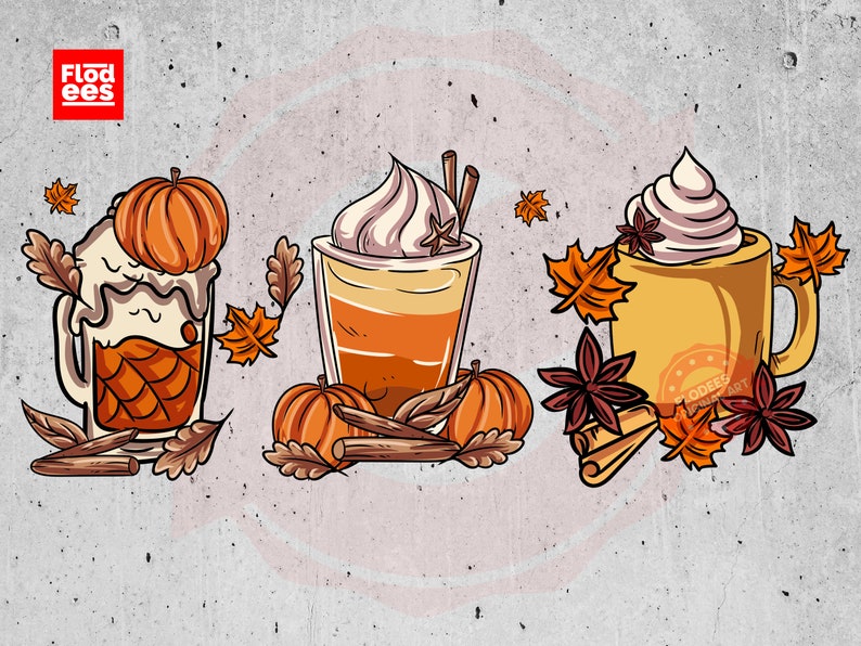 Clipart Thanksgiving Pumpkin Spice Latte Coffee SVG PNG Picture Image ...