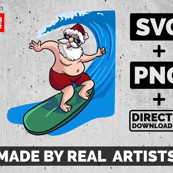 Surfing Santa - Etsy